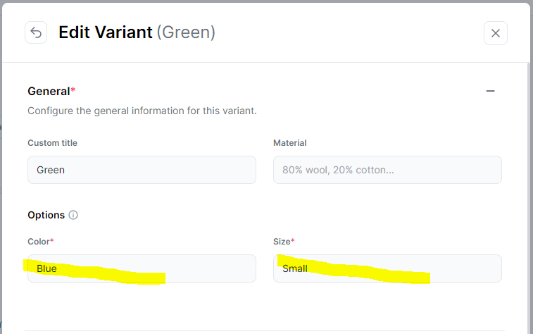 Admin UI - Corrupted Options in Edit Options and Edit Variants and Add Variants for existing ...
