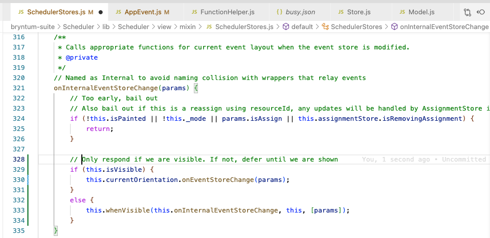 Scheduler should only respond to `datachange` when visible · Issue #6567 · bryntum/support · GitHub