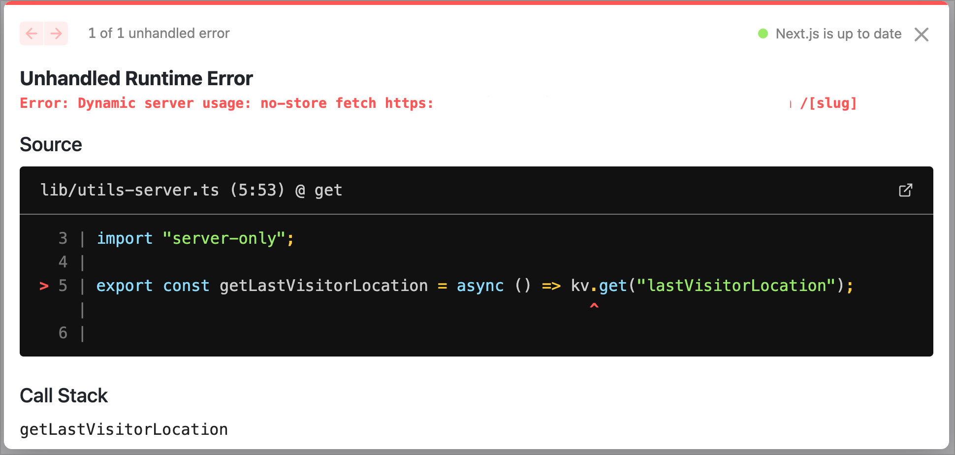 Runtime error: Dynamic server usage: no-store fetch · Issue #213 · vercel/storage · GitHub