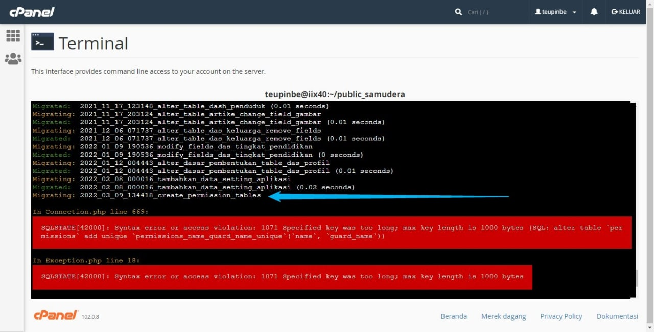 error migrasi 2022_03_09_134418_create_permission_tables.php · Issue #361 · OpenSID/OpenDK · GitHub