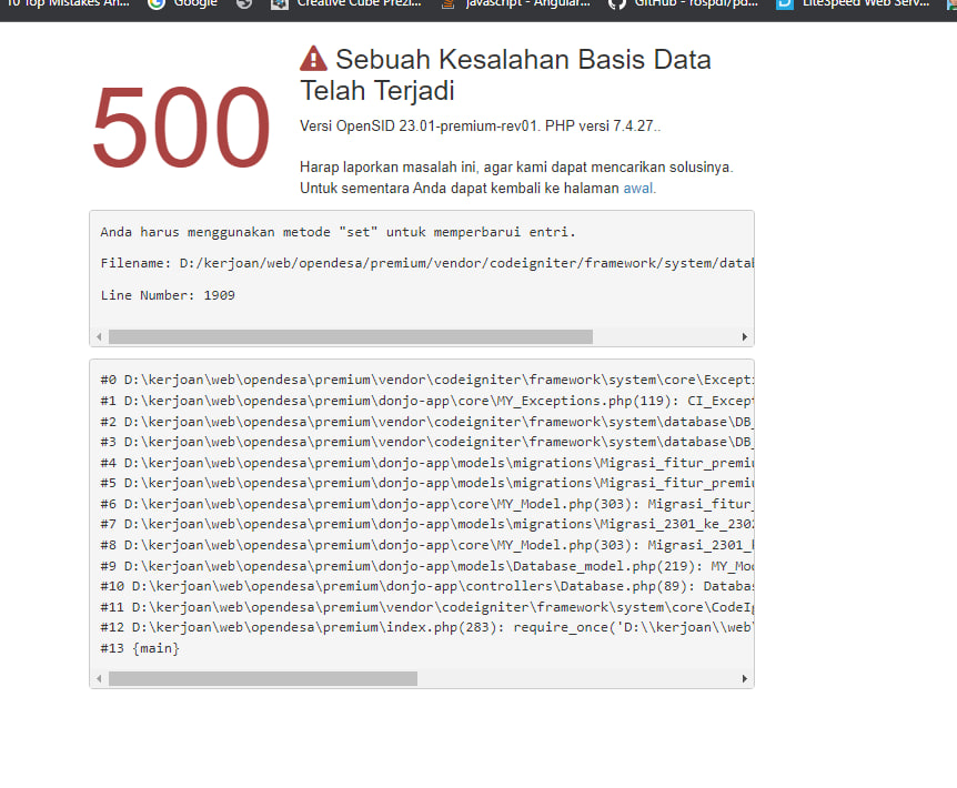 error migrasi Migrasi_fitur_premium_2302 · Issue #6235 · OpenSID/OpenSID · GitHub