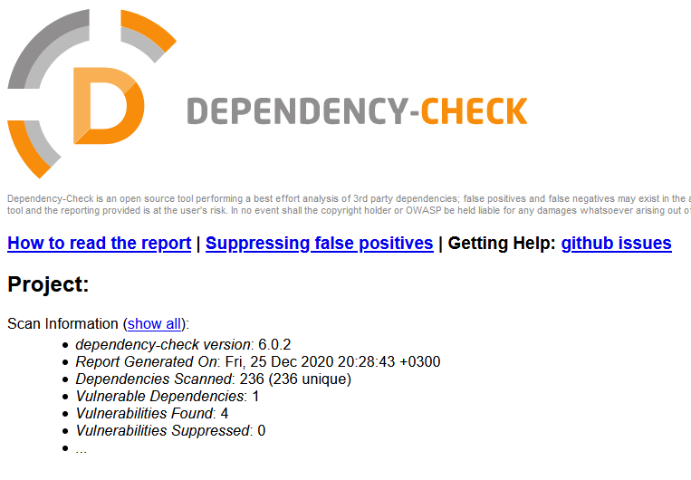 SQ don't display information about dependencies in Measures and vulnerabilities in Overview ...