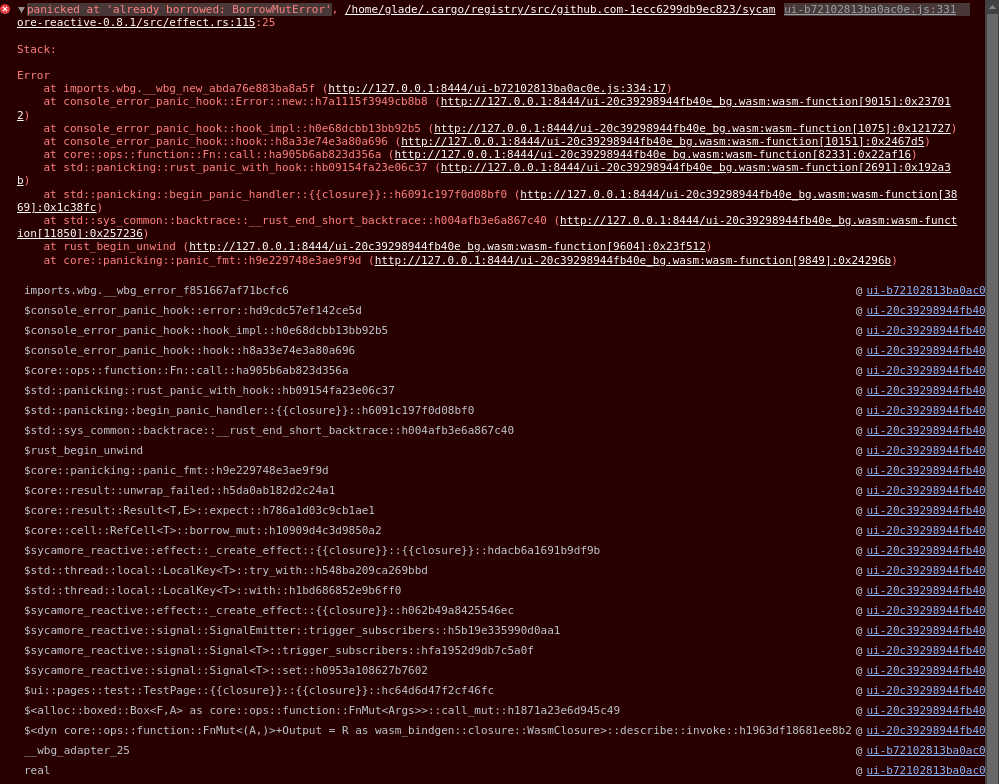 'already borrowed: BorrowMutError' · Issue #495 · sycamore-rs/sycamore · GitHub