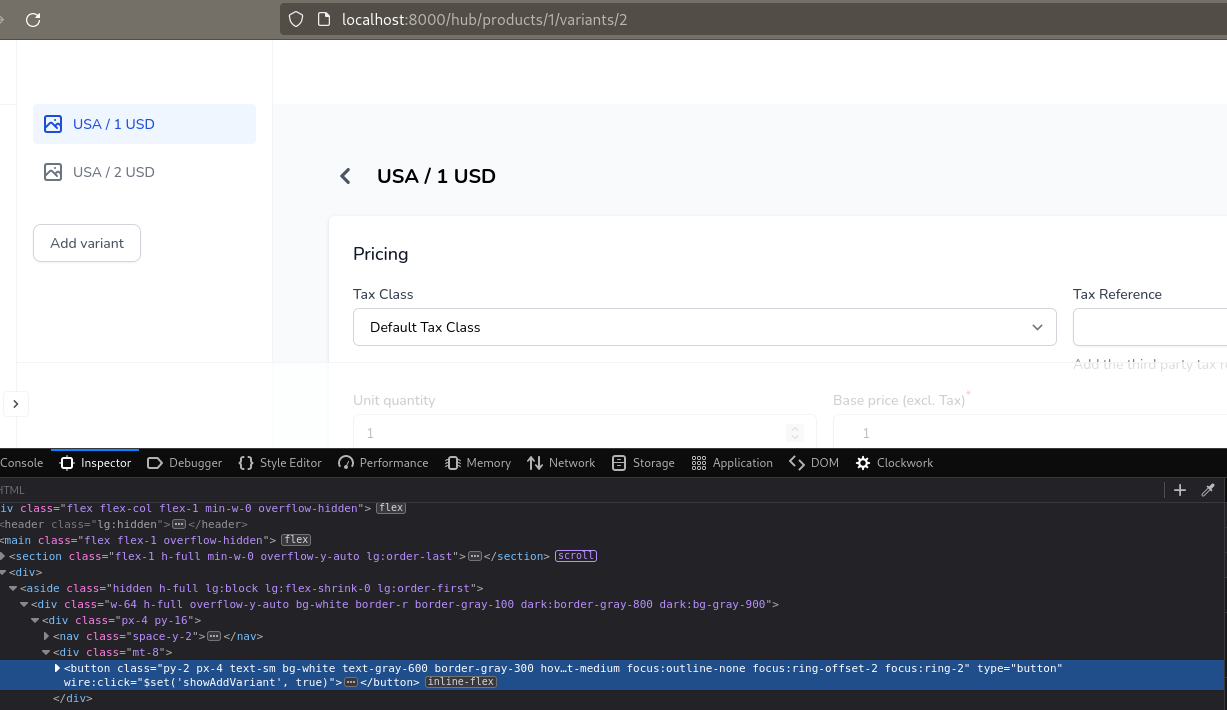 Add Variant button does not work in variants show page · Issue #491 · lunarphp/lunar · GitHub