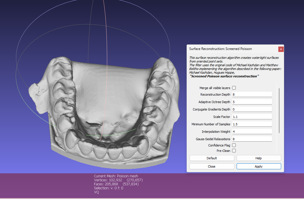 Error Using Filter Screened Poisson Surface Reconstruction · Issue 319 · Cnr Isti Vclab