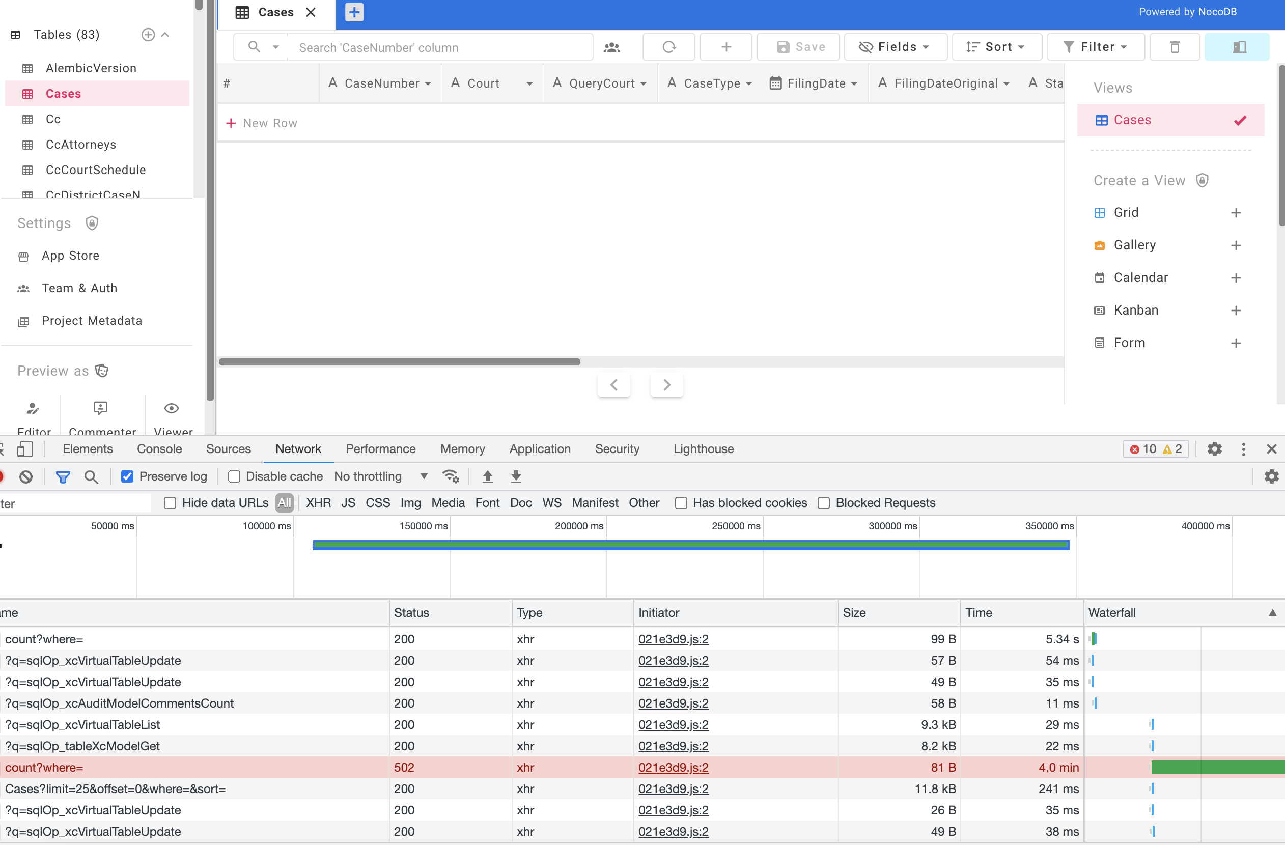 Large tables fail to load · Issue #283 · nocodb/nocodb · GitHub
