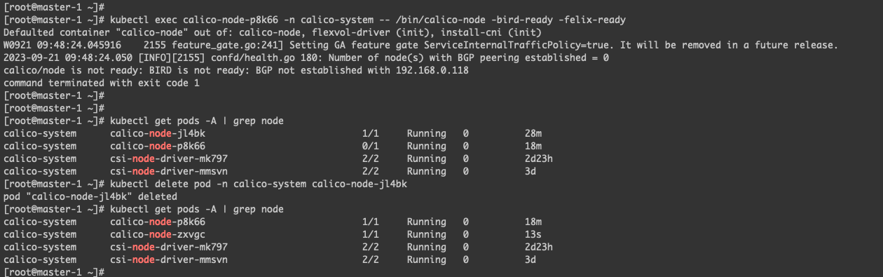 Readiness probe failed: calico/node is not ready: BIRD is not ready: Error querying BIRD: unable ...