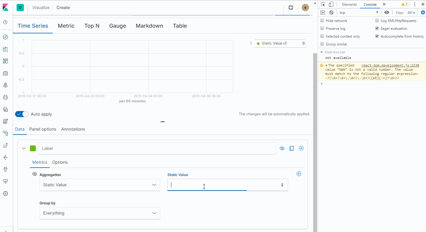 [TSVB] Aggregation by 'Static value' is not working properly · Issue #34620 · elastic/kibana ...