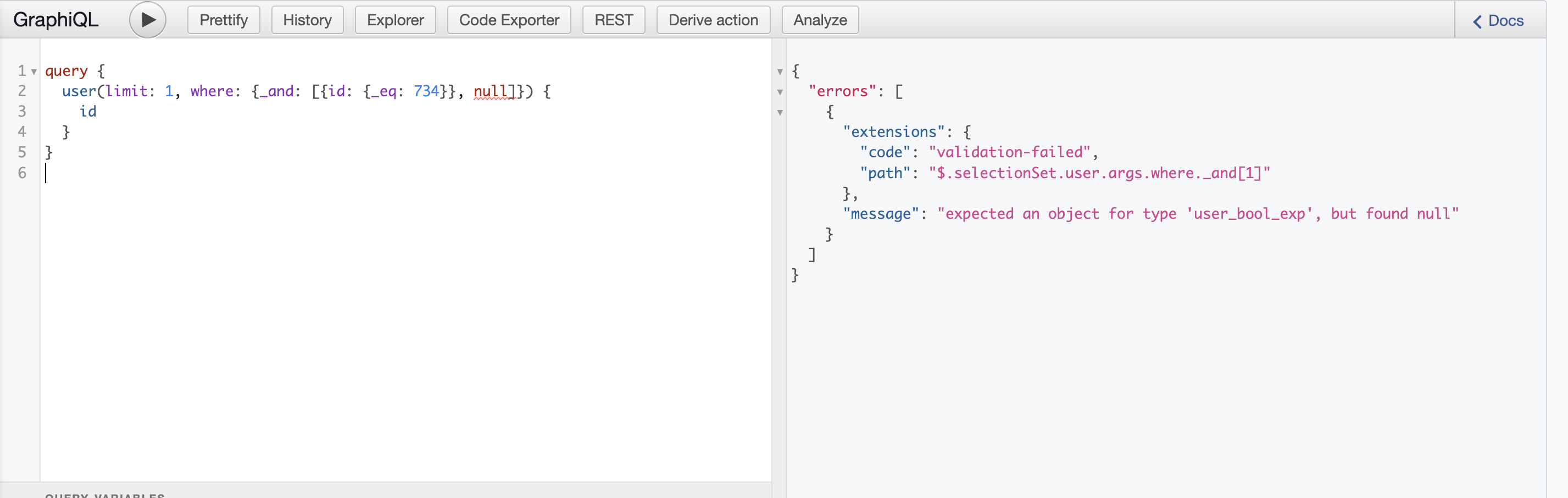 Undocumented Breaking Change: support for `null` elements of `_and ... Undocumented Breaking Change: support for `null` elements of `_and ...