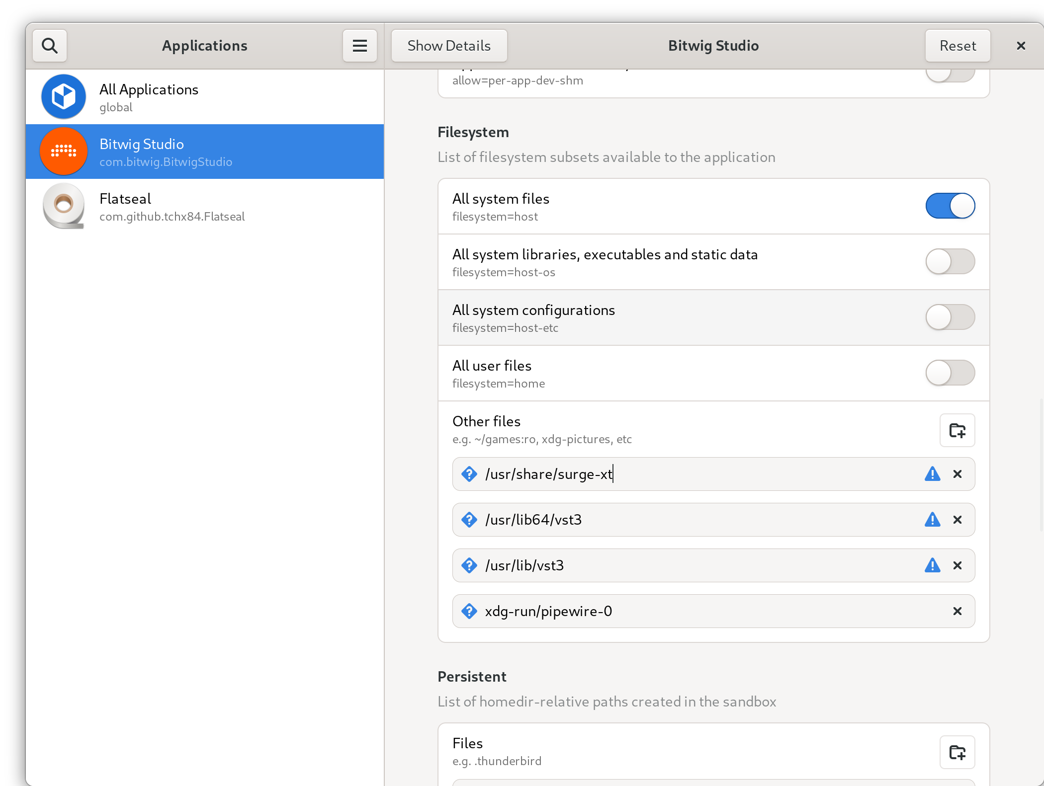 [Bug]: Couldn't forward installed vst plugins to flatpack application · Issue #5216 · flatpak ...