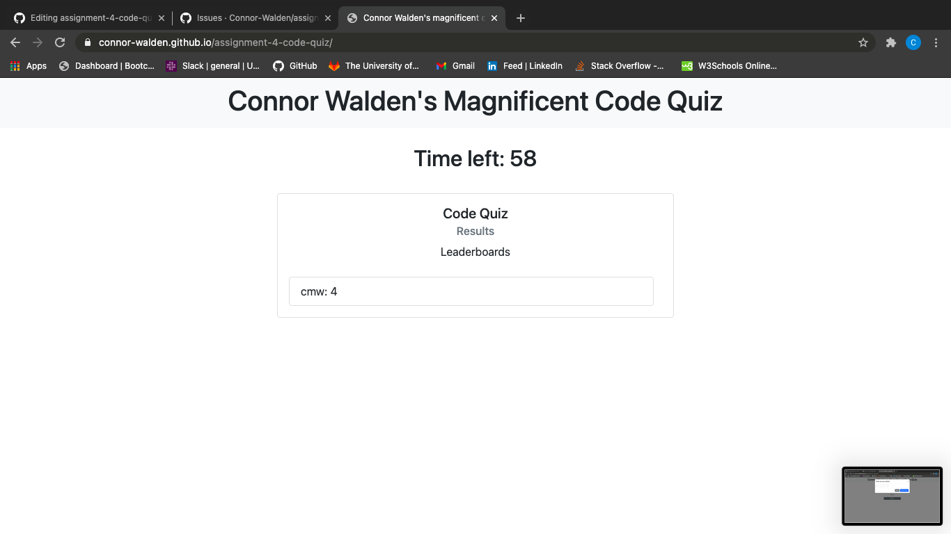 Github Connor Waldenresponsive Code Quiz Create A Code Quiz From Scratch Assignment 4 From