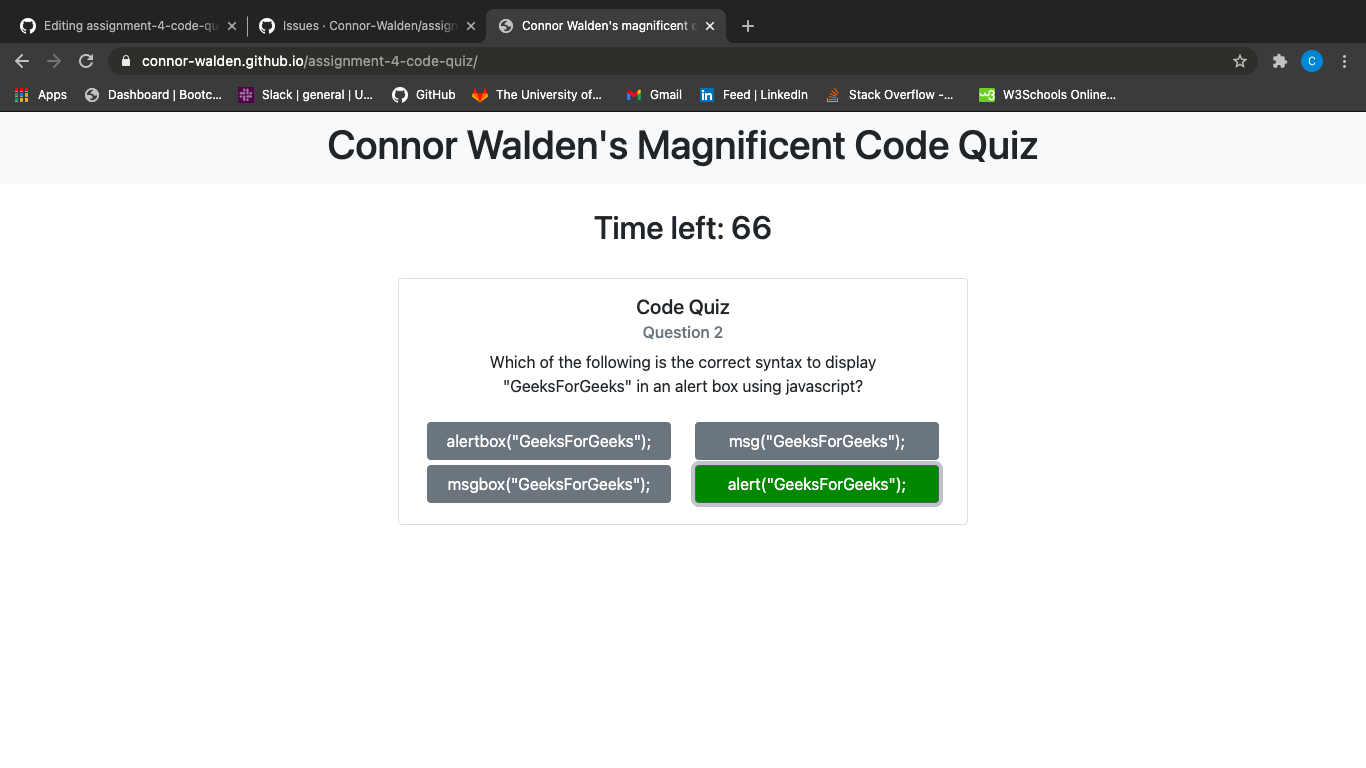 GitHub - Connor-Walden/responsive-code-quiz: Create a code quiz from scratch. Assignment 4 from ...
