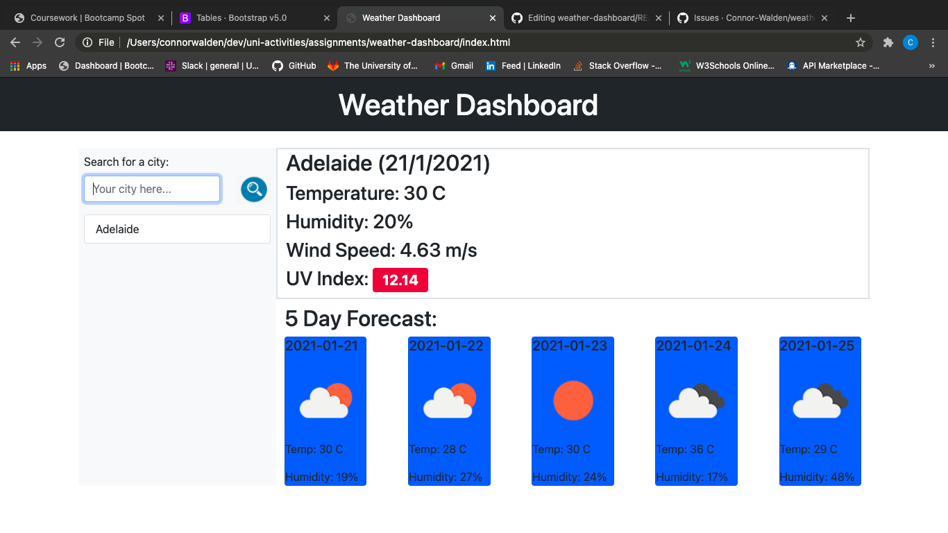 GitHub - Connor-Walden/weather-dashboard: A weather dashboard app to ...