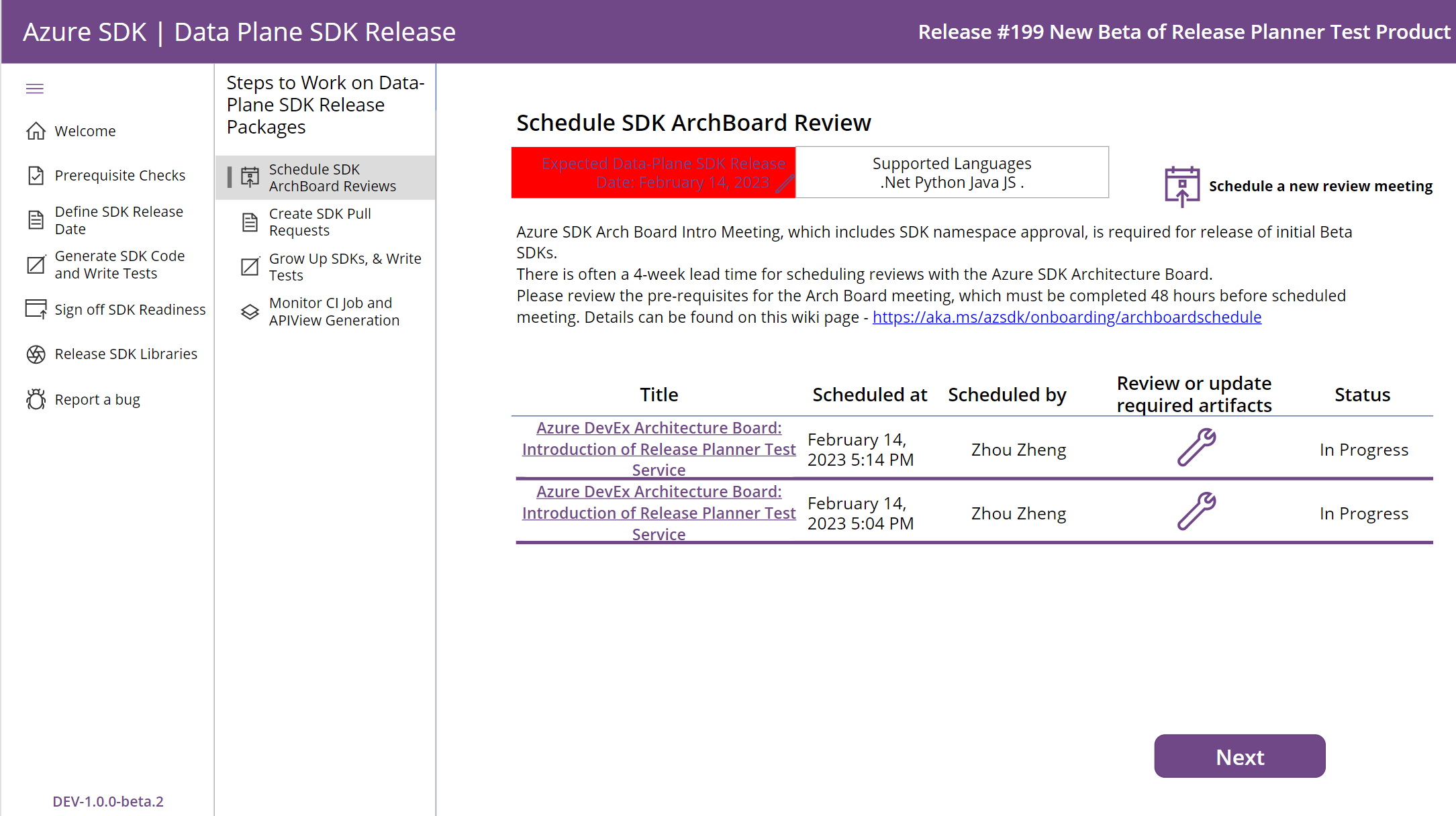 Arch Board Intro Meeting - Release Planner App and Scheduling Tool ...