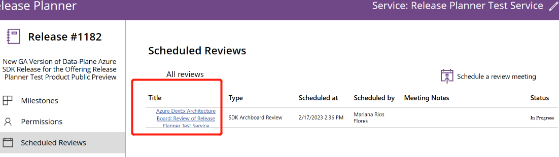 Missing Sdk Meetings From Release Planner App Scheduled Reviews Page · Issue 5516 · Azure Azure