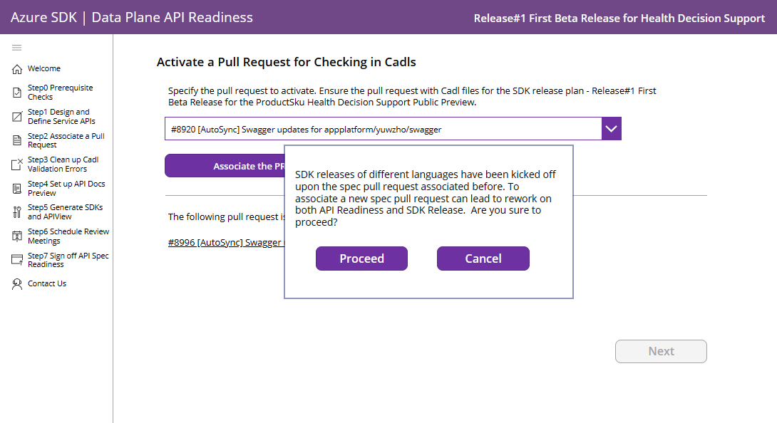 Update the API Readiness App Associate PR Screen with message · Issue #5541 · Azure/azure-sdk ...