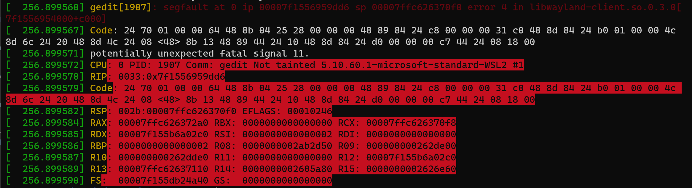 error 4 in libwayland-client when trying to run gedit · Issue #499 · microsoft/wslg · GitHub