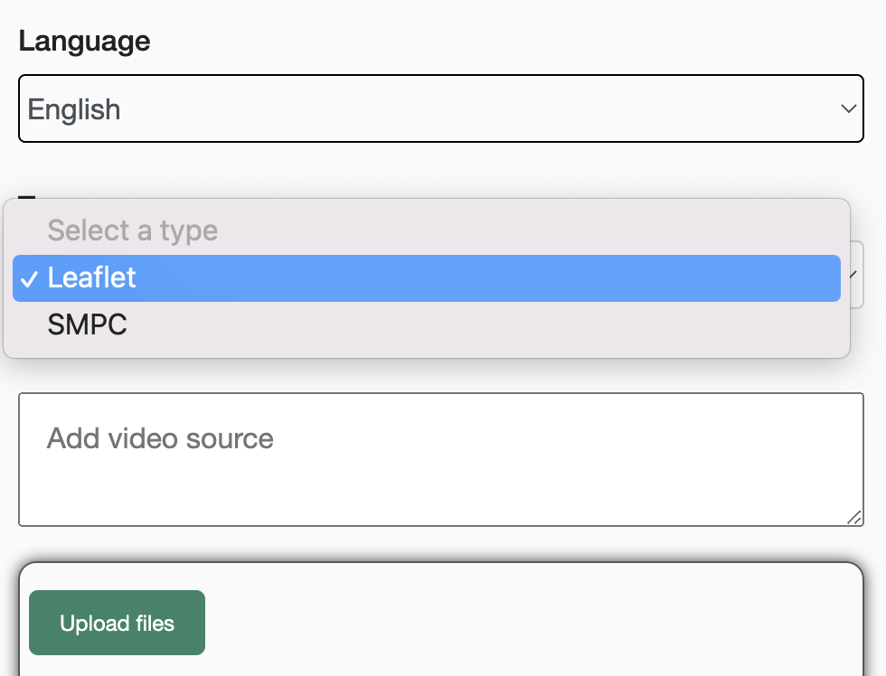 Add ePI option at product/batch level should support only "leaflet" type · Issue #911 ...