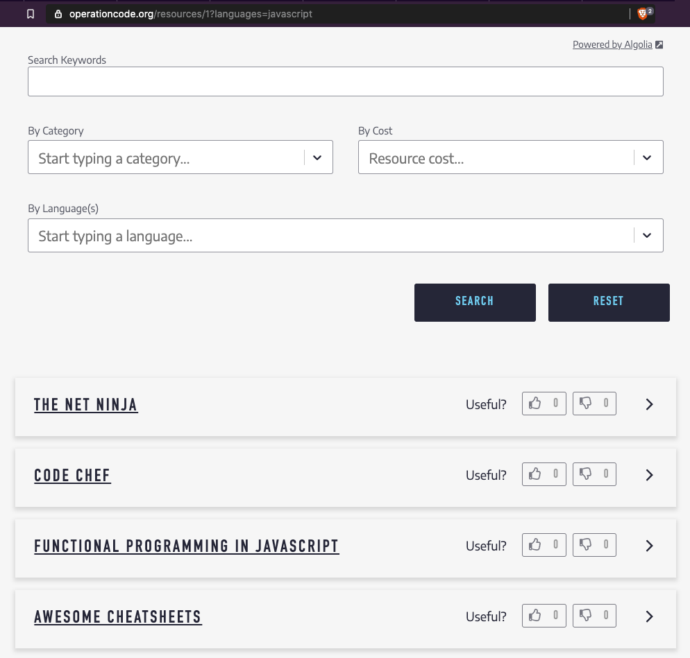Languages and Category components do not populate when navigating to the page · Issue #1159 ...