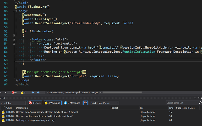 Using TagHelper's bang-escape operator results in unexpected HTML diagnostics · Issue #4822 ...