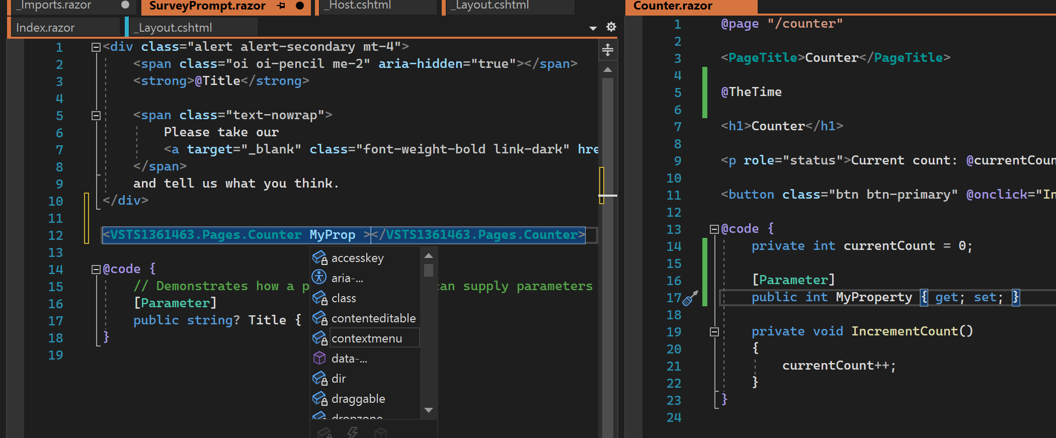 Component Attribute Completions Arent Working As Expected When They Overlap Existing Html