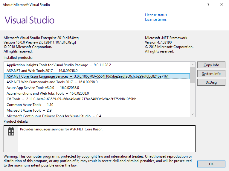 Razor Extension version is incorrect in latest insertion · Issue #4585 ...