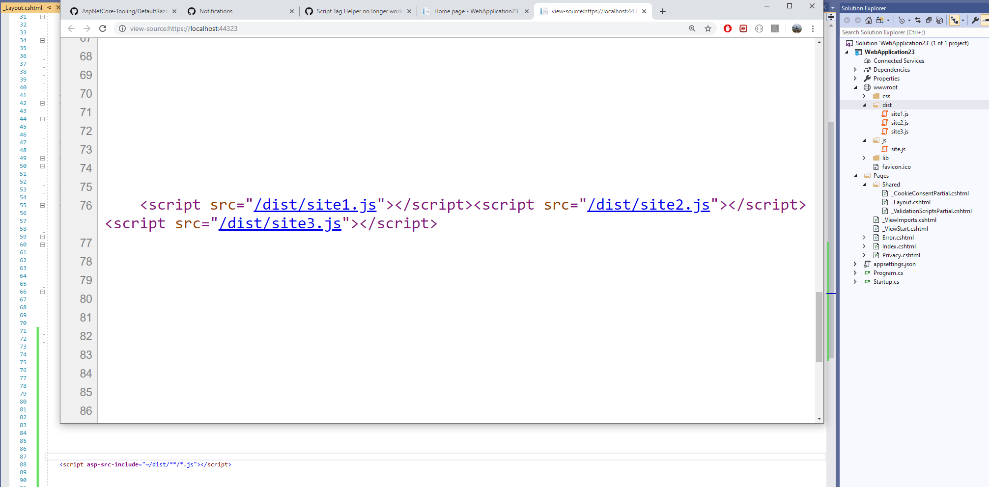 Script Tag Helper no longer working · Issue #11314 · dotnet/aspnetcore · GitHub