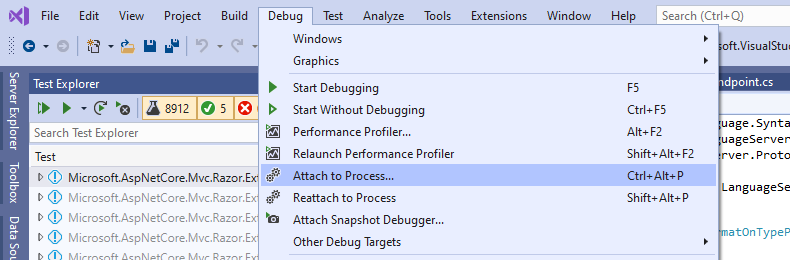 Run The Aspnetcore Tooling Razor Vscode Extension And Hit A Breakpoint In The Server And Client