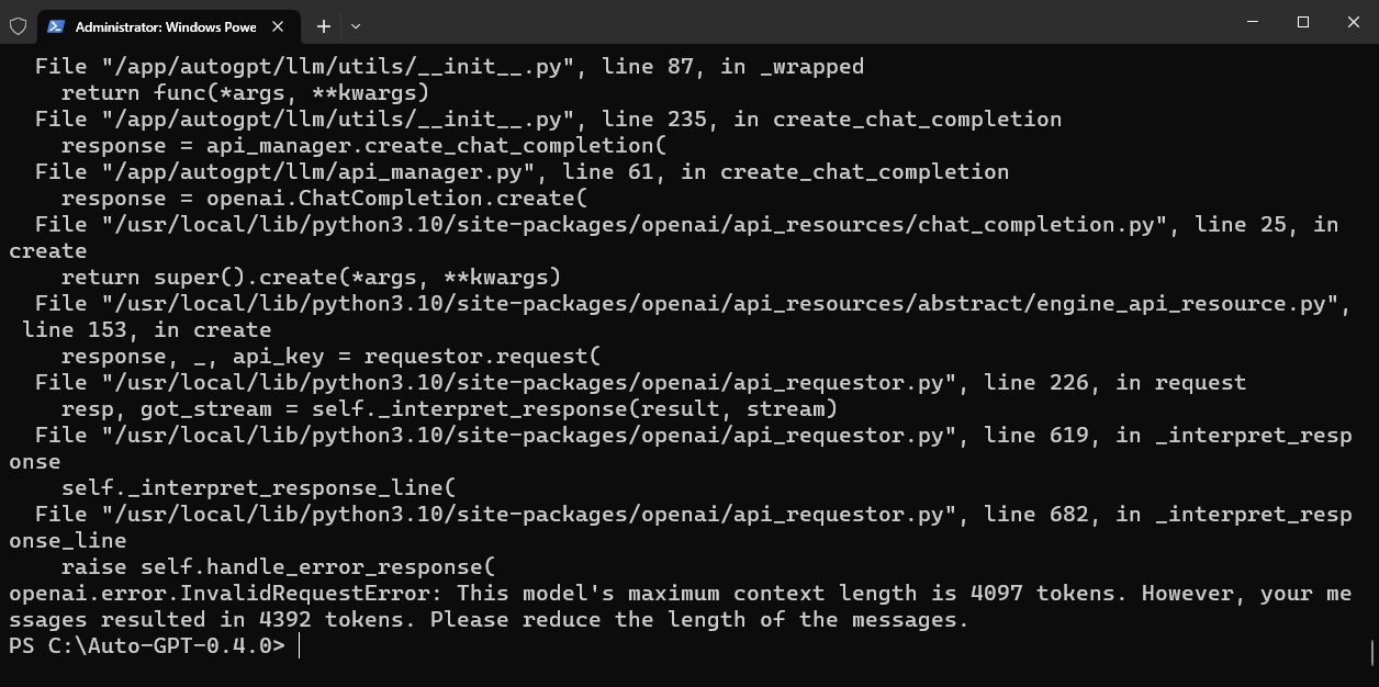Ver 0.4, and still get the error of "This model's maximum context length is 4097 tokens" · Issue ...