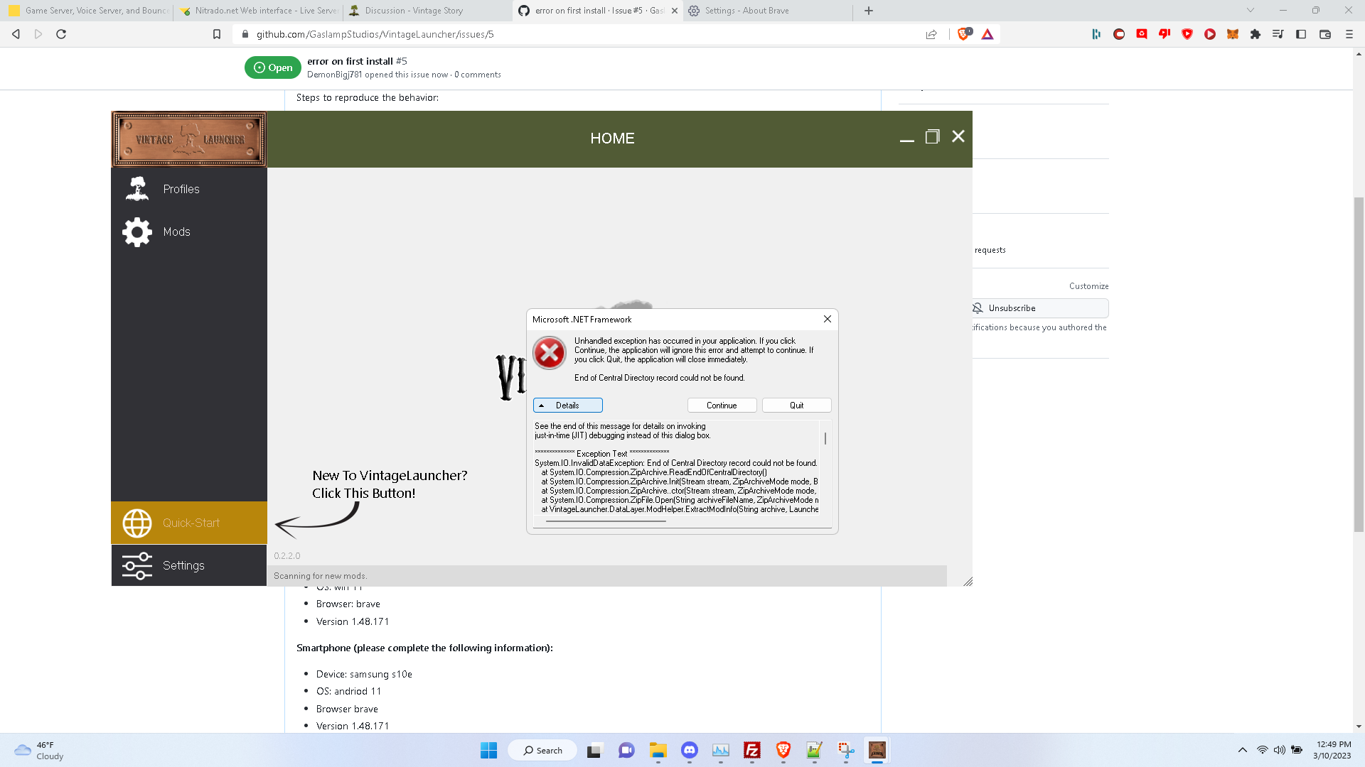 error on first install · Issue #5 · GaslampStudios/VintageLauncher · GitHub