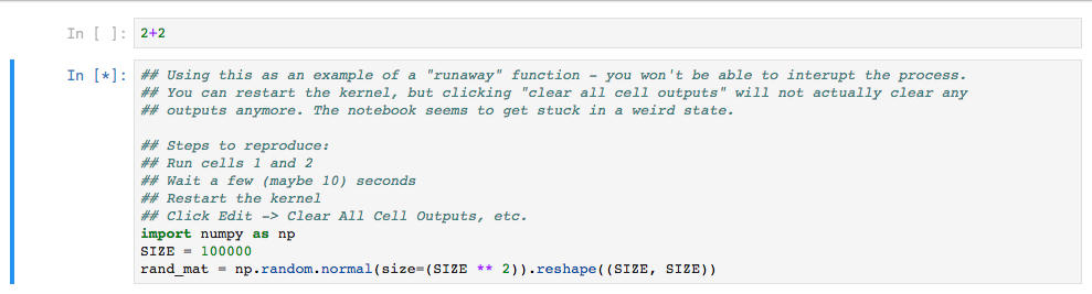 Cells show as running, outputs cannot be cleared · Issue #3385 ...