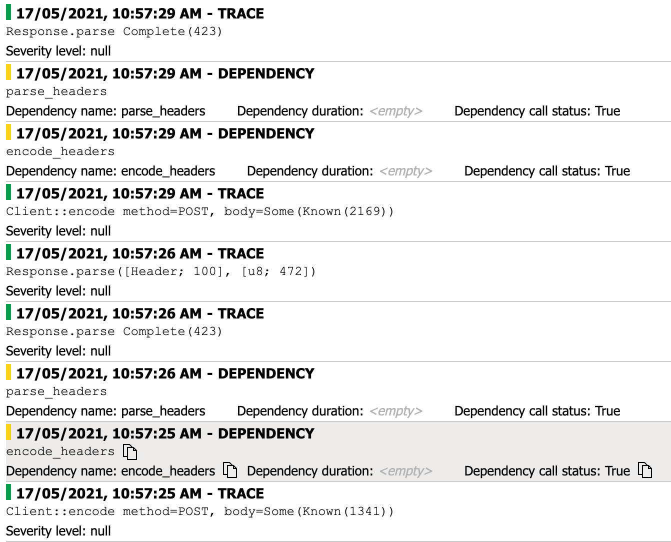 Sending traces produces new traces which are again sent to AppInsights ...
