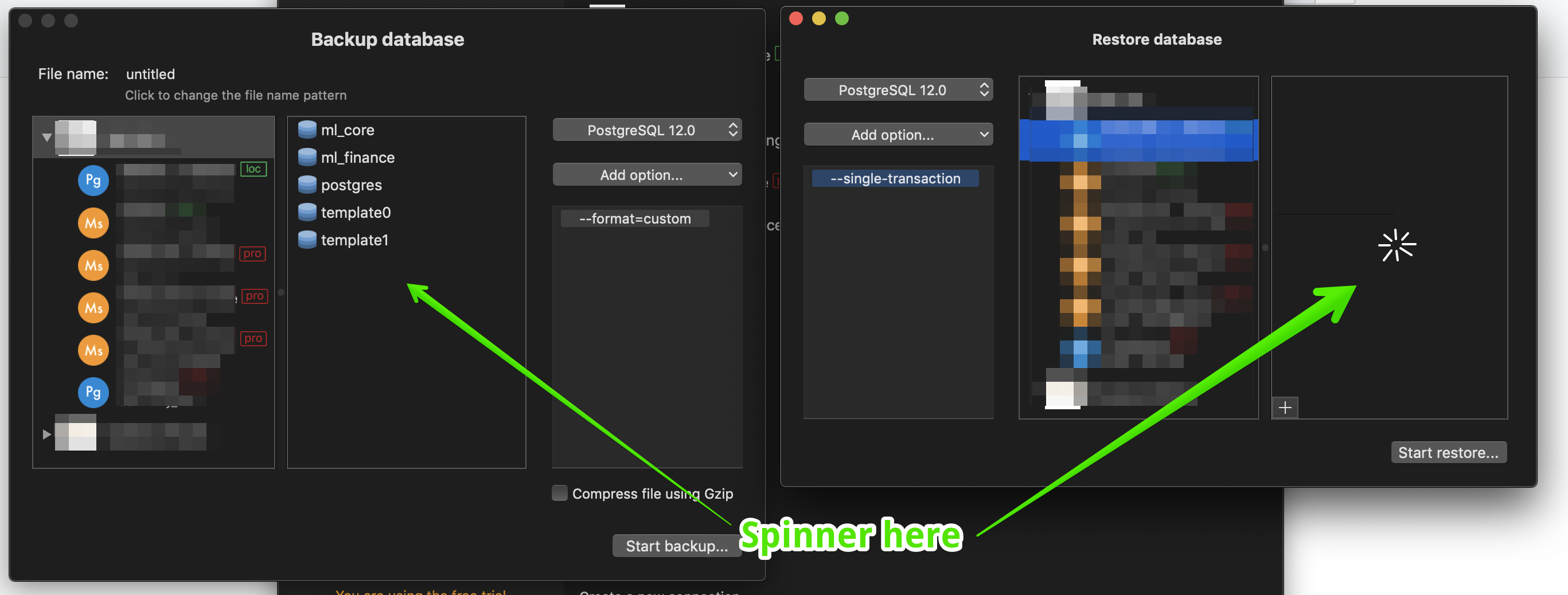 [Feature request] Add spinner to "DB backup/restore" windows · Issue #1721 · TablePlus/TablePlus ...