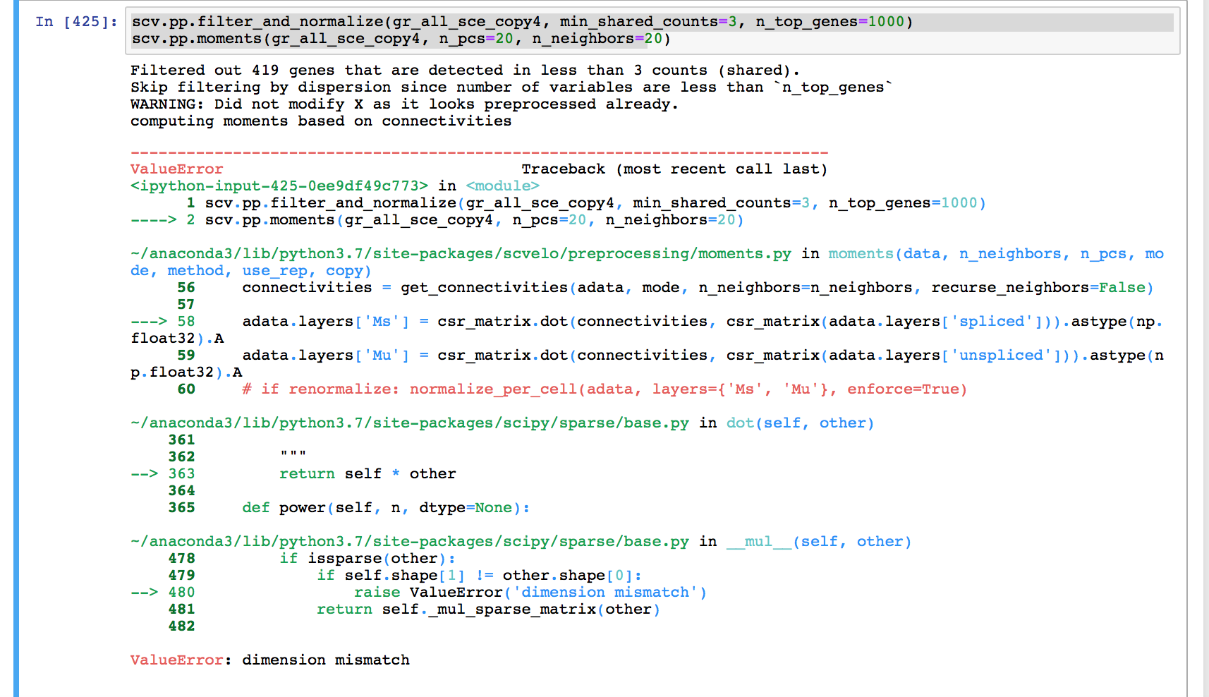 Filtering error - analysis on subset cells · Issue #81 · theislab/scvelo · GitHub