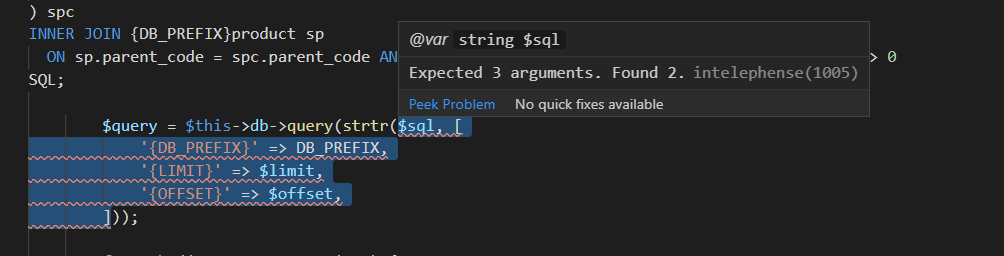 strtr problem · Issue #842 · bmewburn/vscode-intelephense · GitHub