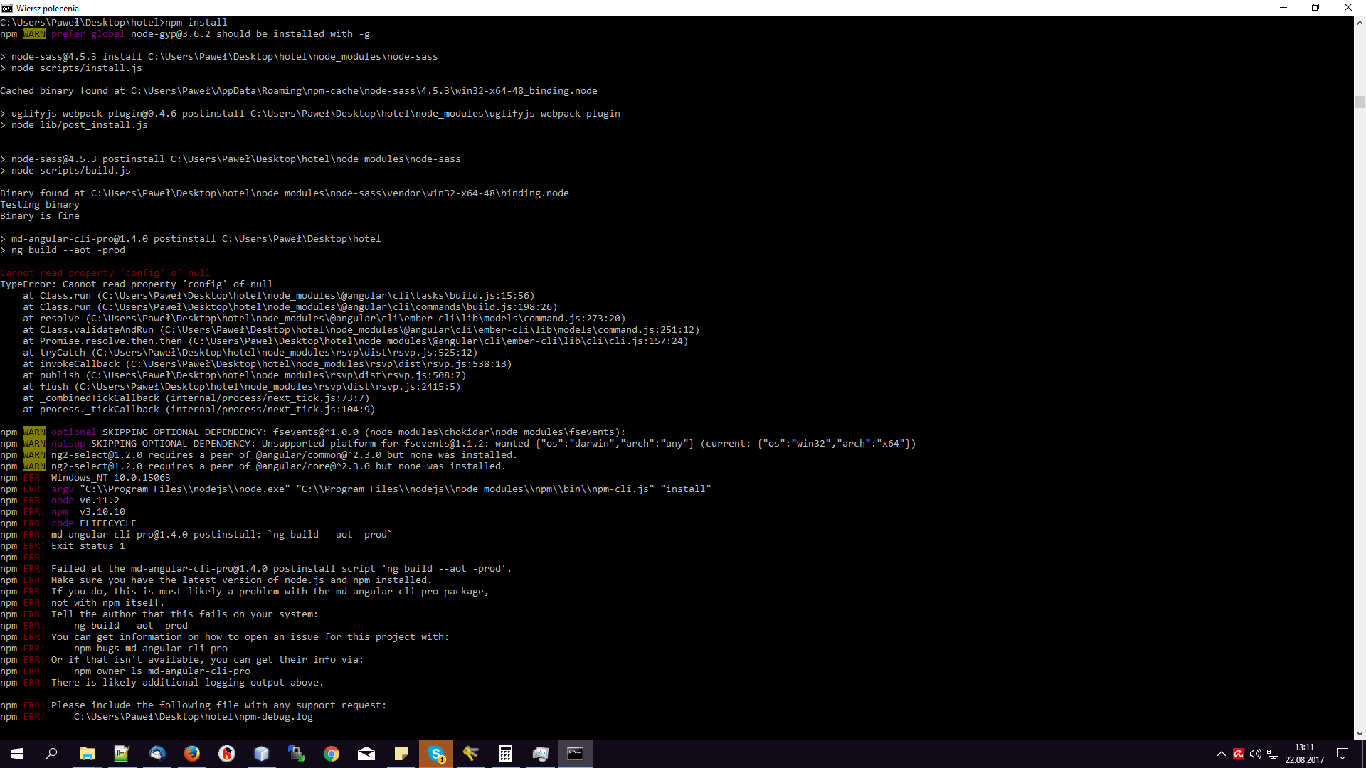 Npm Install Error New Angualr Cli Version · Issue 54 · Creativetimofficial Ct Material