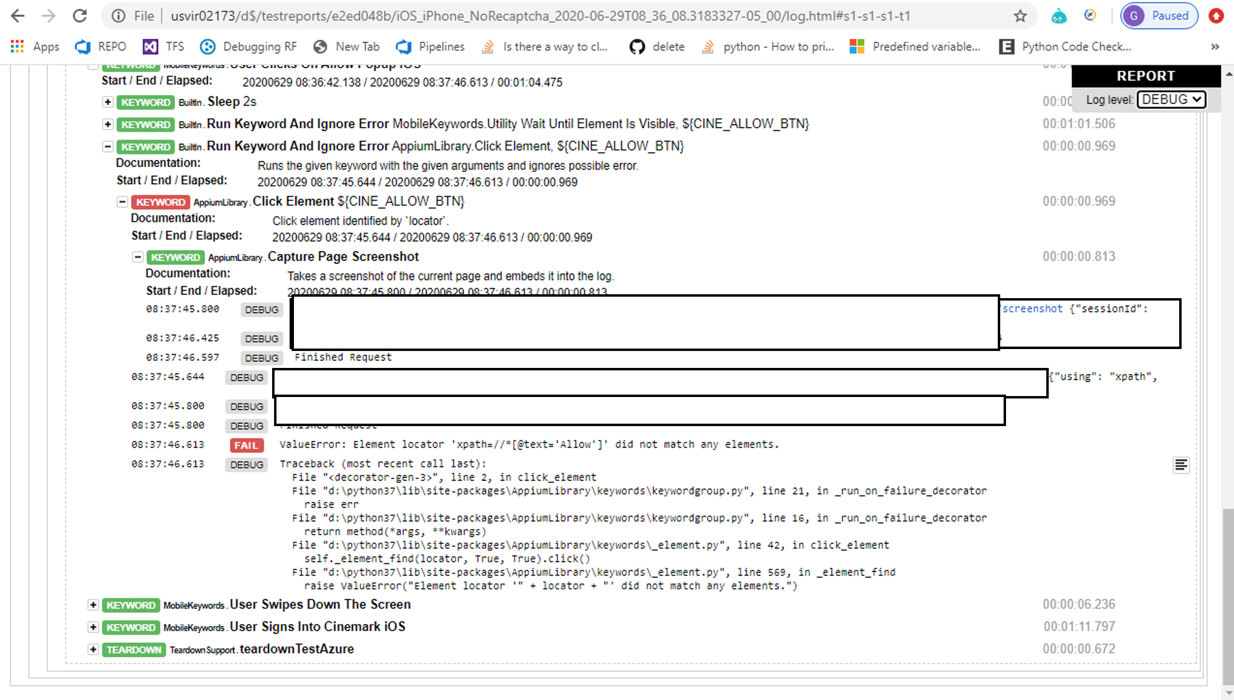Capture Screenshot is not embedding appium-screenshot-1 into log.html on Windows Server 2012 R2 ...