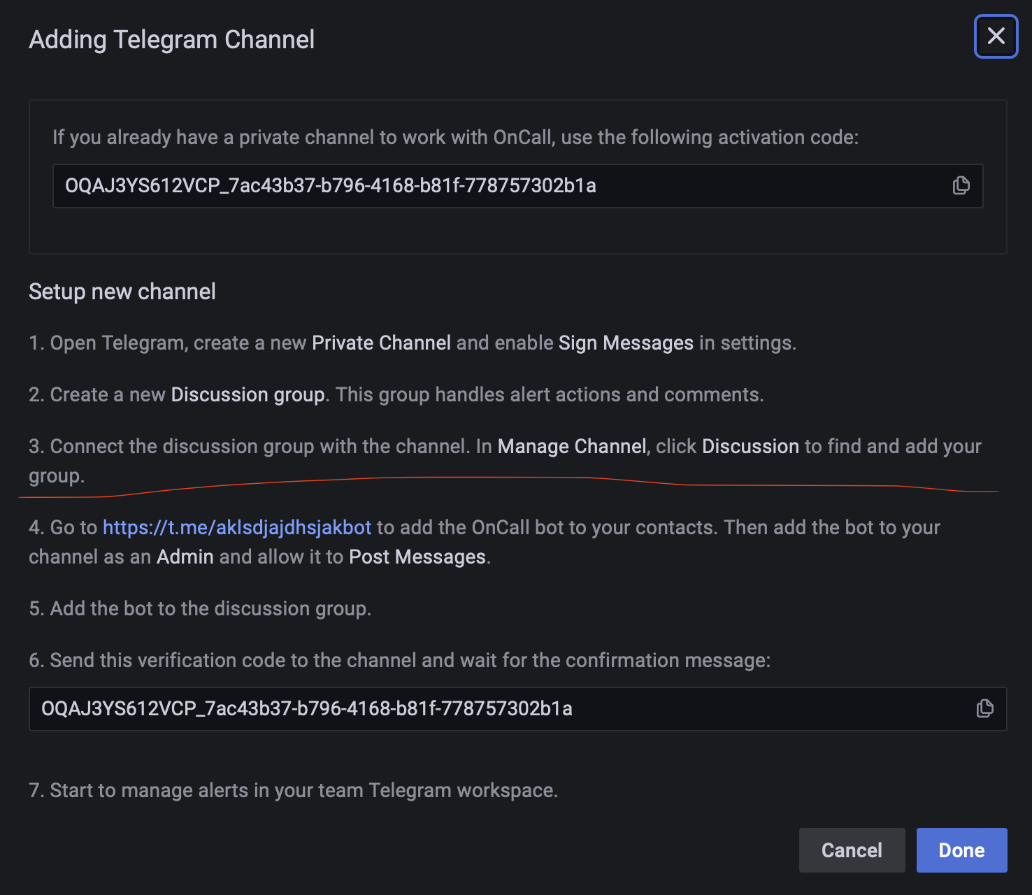 Telegram: make it clear that every channel must have its own discussion group · Issue #938 ...