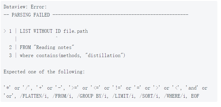 LIST WITHOUT ID fails parsing · Issue #658 · blacksmithgu/obsidian-dataview · GitHub
