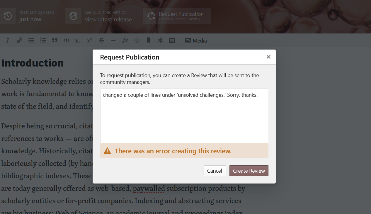 Request Publication Error · Issue #1542 · pubpub/pubpub · GitHub