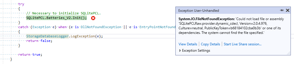 SQLitePCL.Batteries_V2.Init() call is throwing exception we don't handle · Issue #51144 · dotnet ...