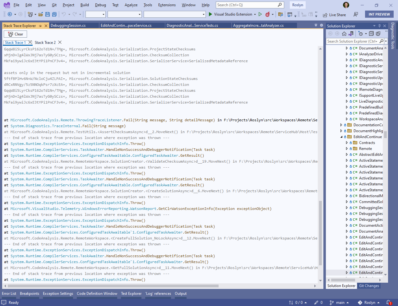 Stack Trace Explorer breaks the ability to run other commands · Issue ...