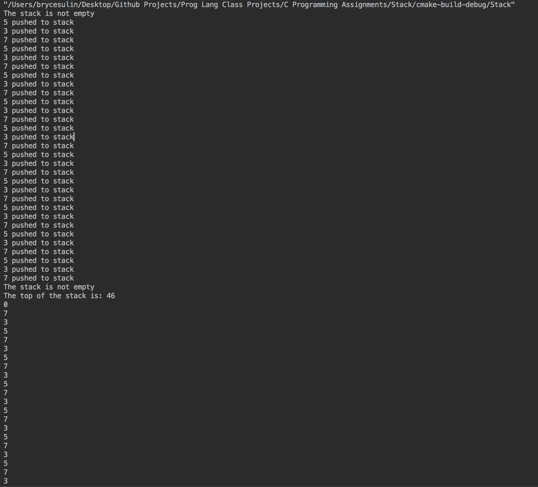 GitHub - brycesulin/Stack: C Program: ArrayList-based Stack of Integers