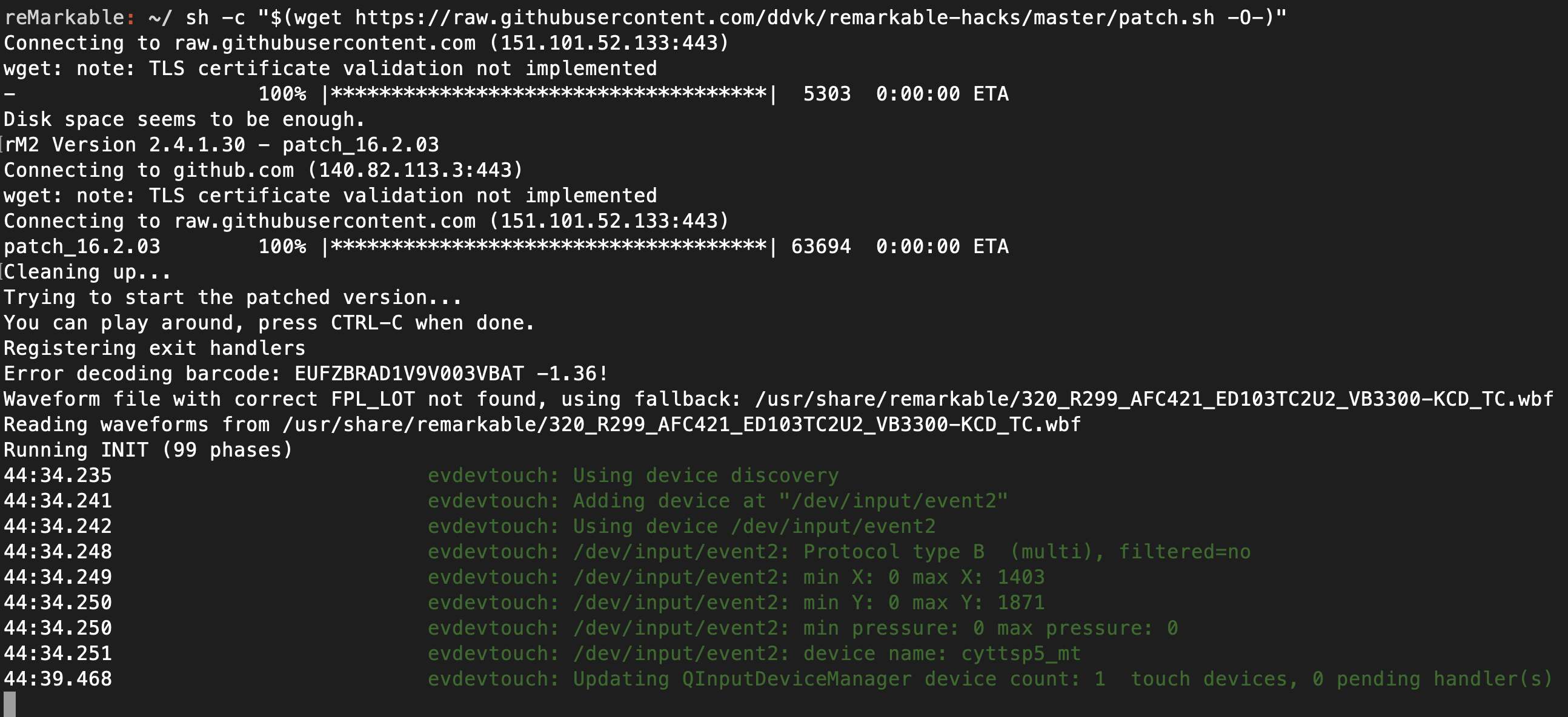 Not clear when installation via ssh is finished. · Issue #140 · ddvk/remarkable-hacks · GitHub