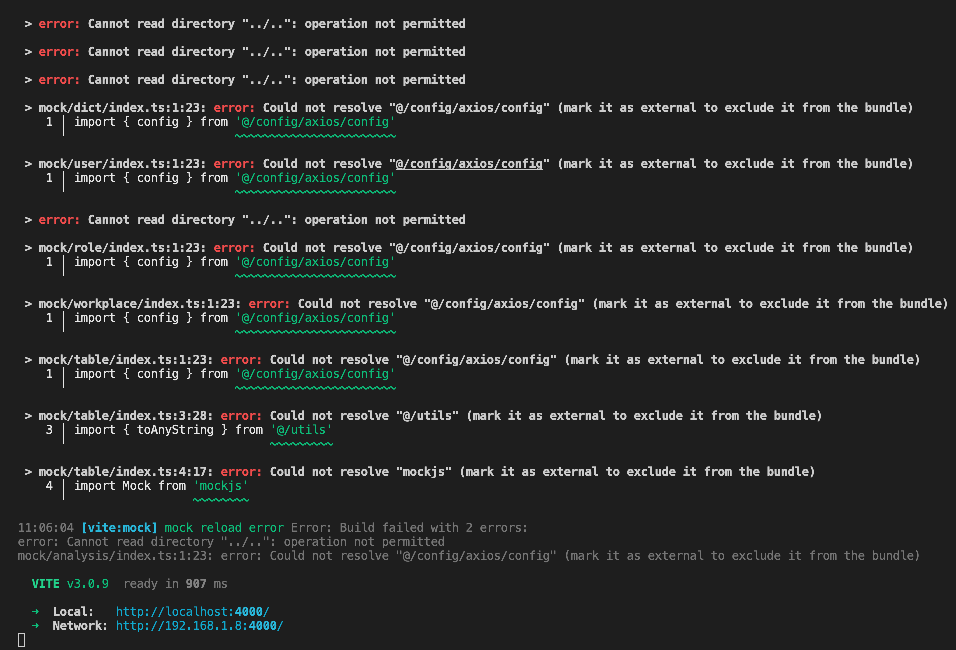 本地启动有2个报错，一个mock路径，一个操作不被允许 · Issue #161 · kailong321200875/vue-element-plus-admin · GitHub