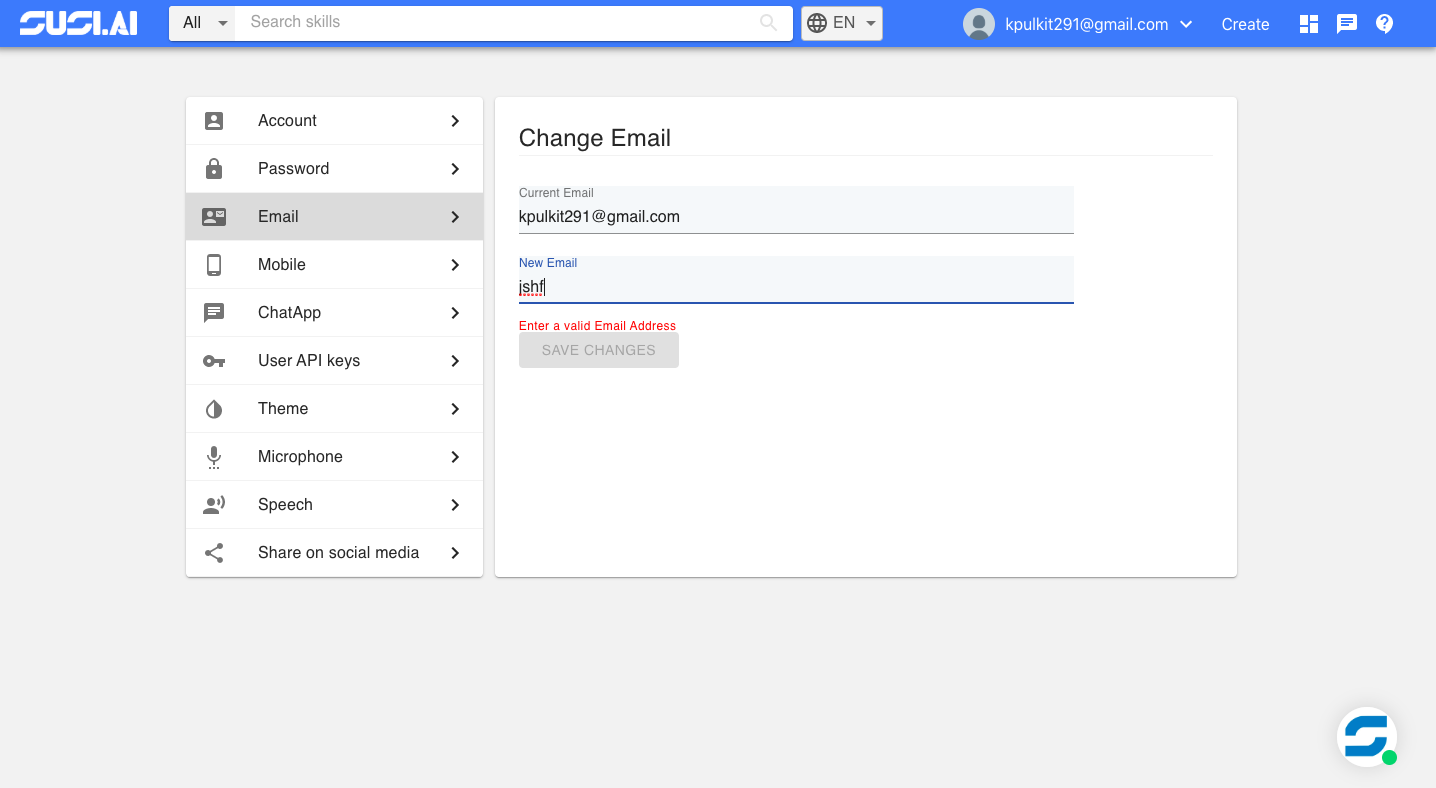 Implement change email feature · Issue #839 · fossasia/susi.ai · GitHub