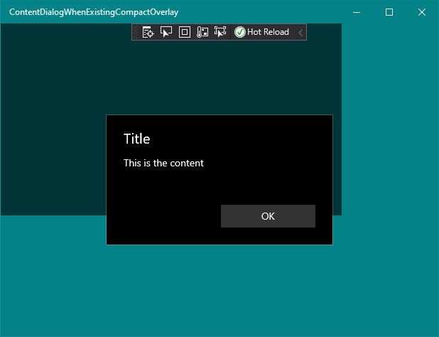 Contentdialog Background Is Not Properly Displayed When Exiting Compact Overlay Display Mode
