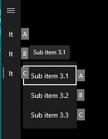 NavigationView hierarchical navigation: NavigationViewItem.IsAccessKeyScope not working in left ...