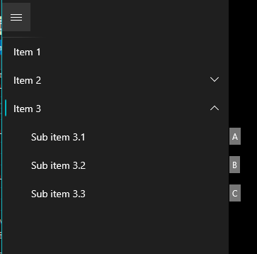 NavigationView hierarchical navigation: NavigationViewItem.IsAccessKeyScope not working in left ...