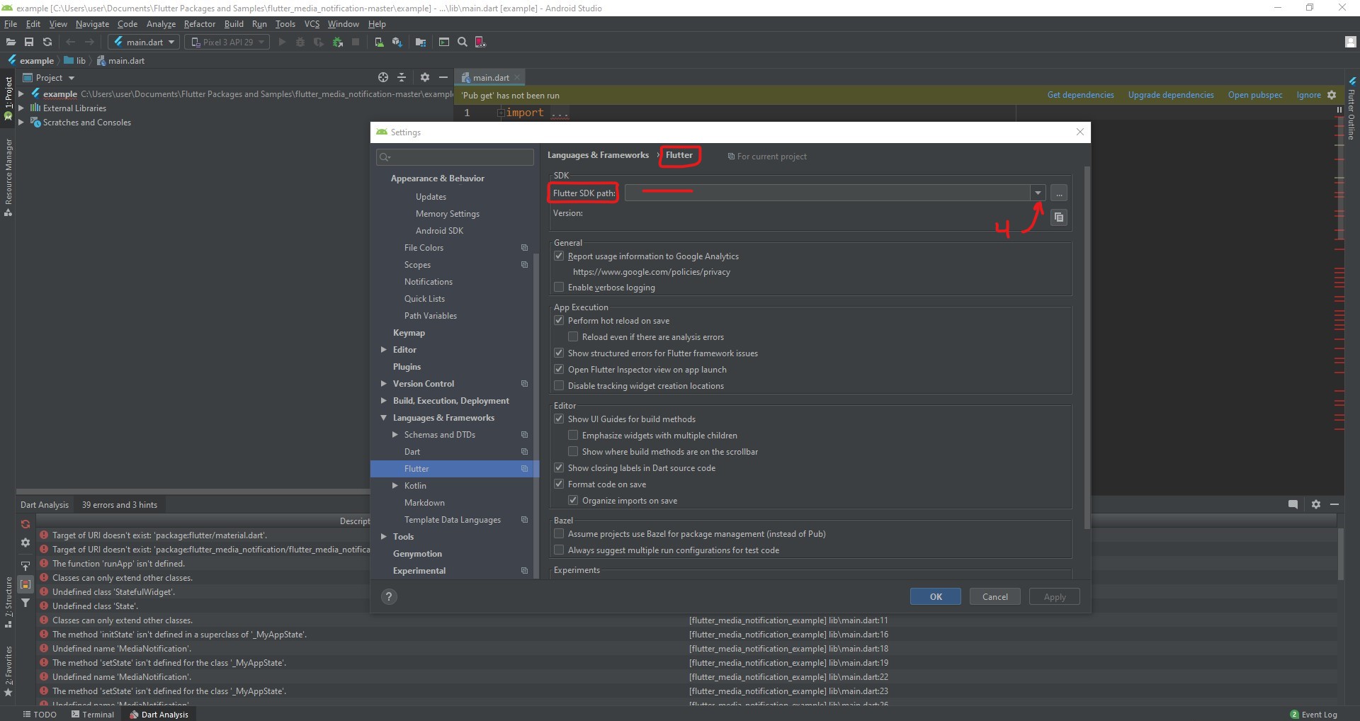 Enable Dart And Flutter Source · Issue 4003 · Flutterflutter Intellij